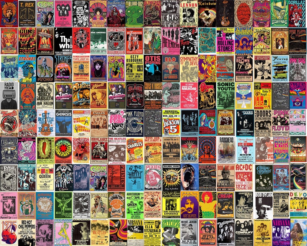 Concert Poster Wall Collage Kit, Vintage Concert Collage Kit, Concert ...