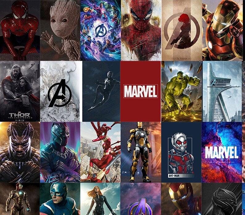100 PCS Avengers Wall Collage Kit Marvel Aesthetic Photo Collage ...