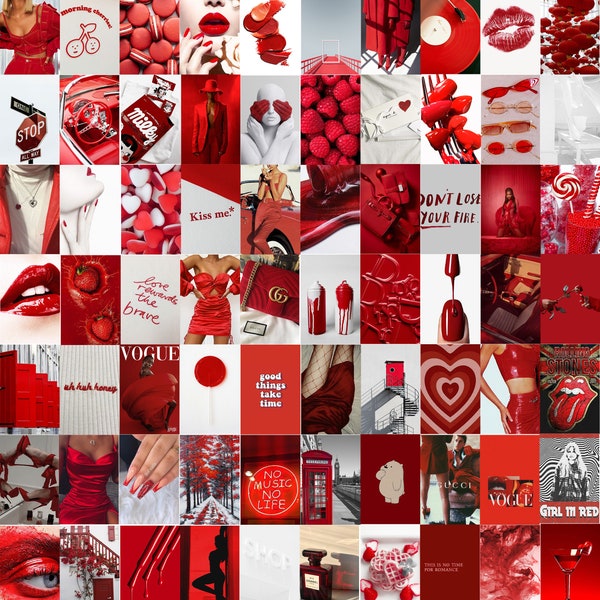 Red Wall Collage Kit - Etsy