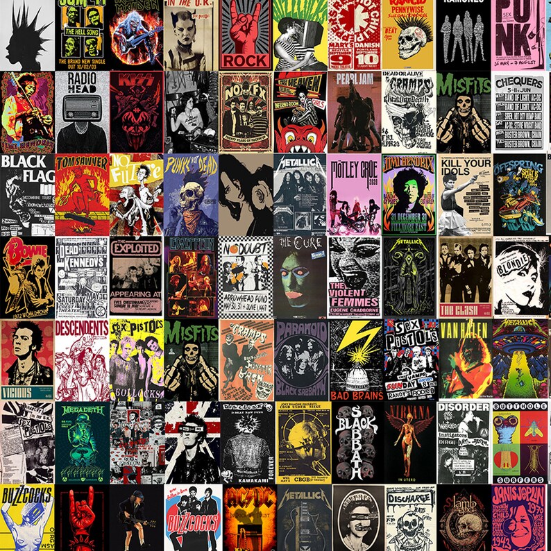 140 PCS Punk Rock Wall Collage Kit Vintage Grunge Punk - Etsy