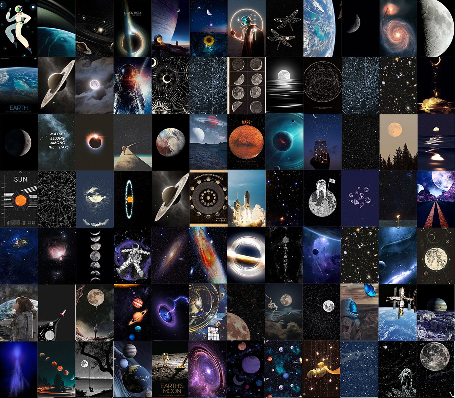 100 PCS Astronomy Wall Collage Kit Cosmos Aesthetic Photo | Etsy