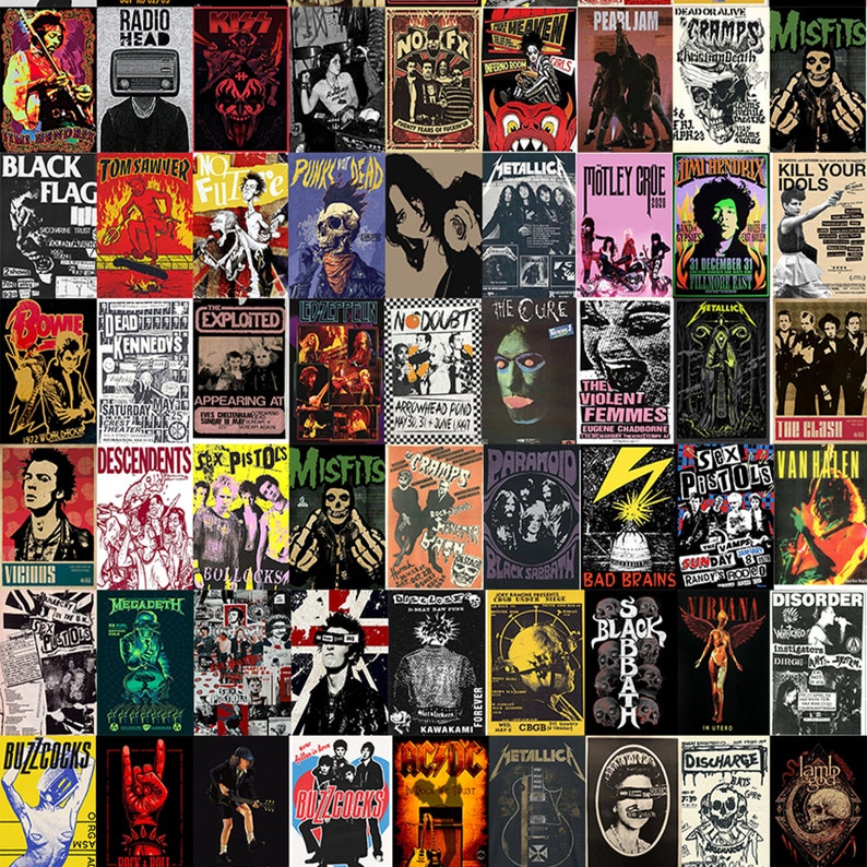 140 PCS Punk Rock Wall Collage Kit Vintage Grunge Punk - Etsy