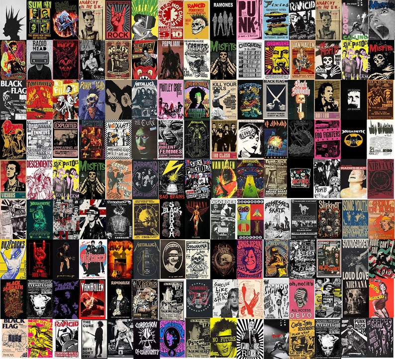 140 PCS Punk Rock Wall Collage Kit Vintage Grunge Punk Aesthetic Poster ...