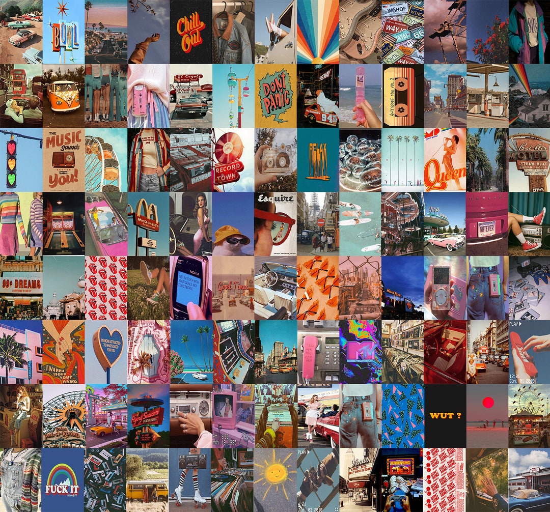 100 PCS 80s Vintage Poster Wall Collage Kit Vintage Collage Kit Retro ...