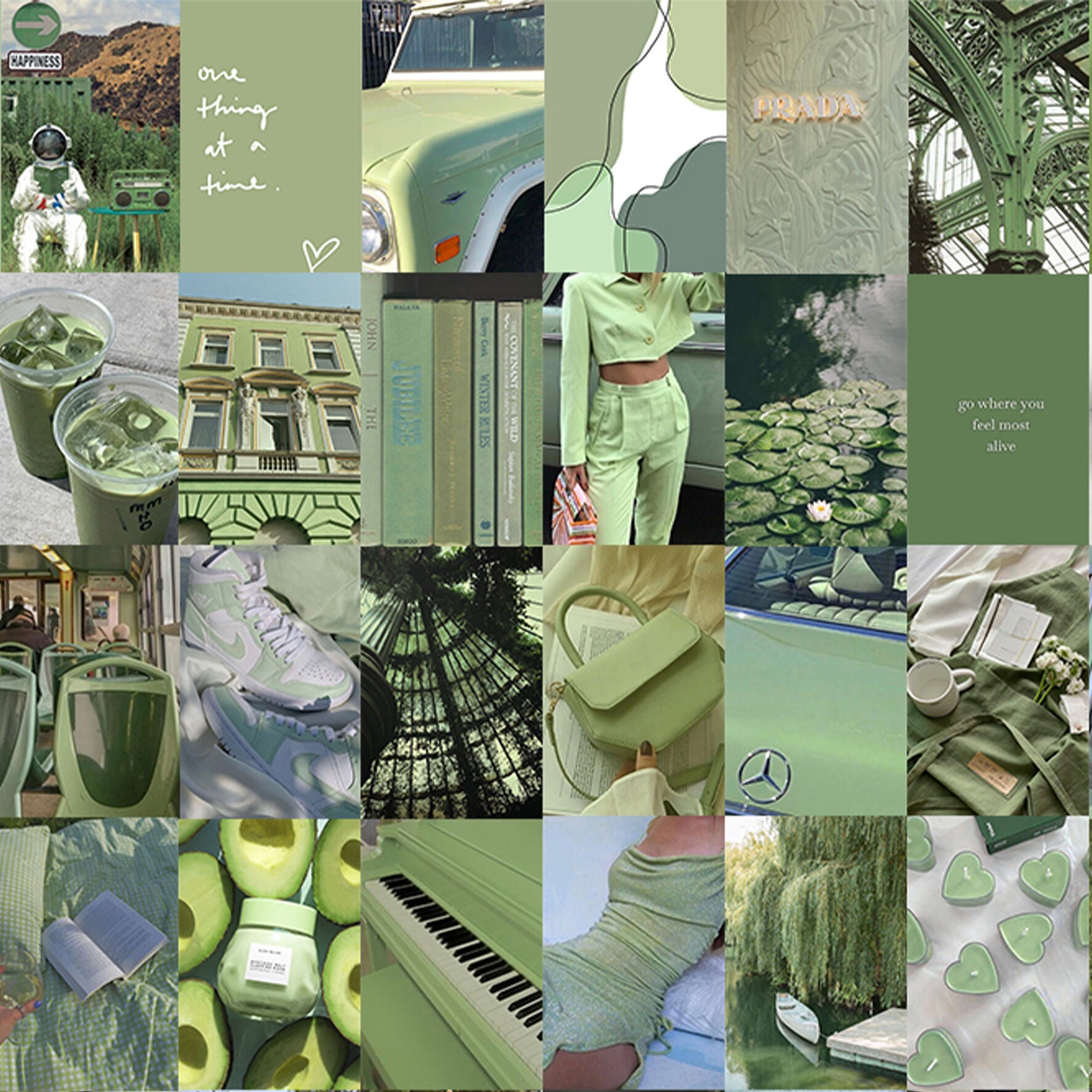 130 Pcs Sage Green Wall Collage Kit, Boho Aesthetic, Soft Botanical ...