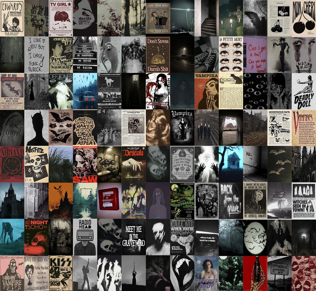 100 PCS Vintage Goth Wall Collage Kit Gothic Aesthetic Photo Collage ...