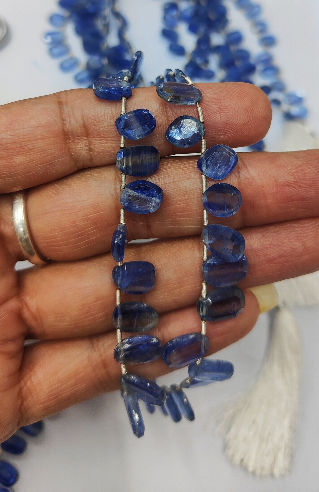 Natural Gem Kyanite 7 to 10 Mm Size Faceted Oval Shape Beads 8" Strand ...