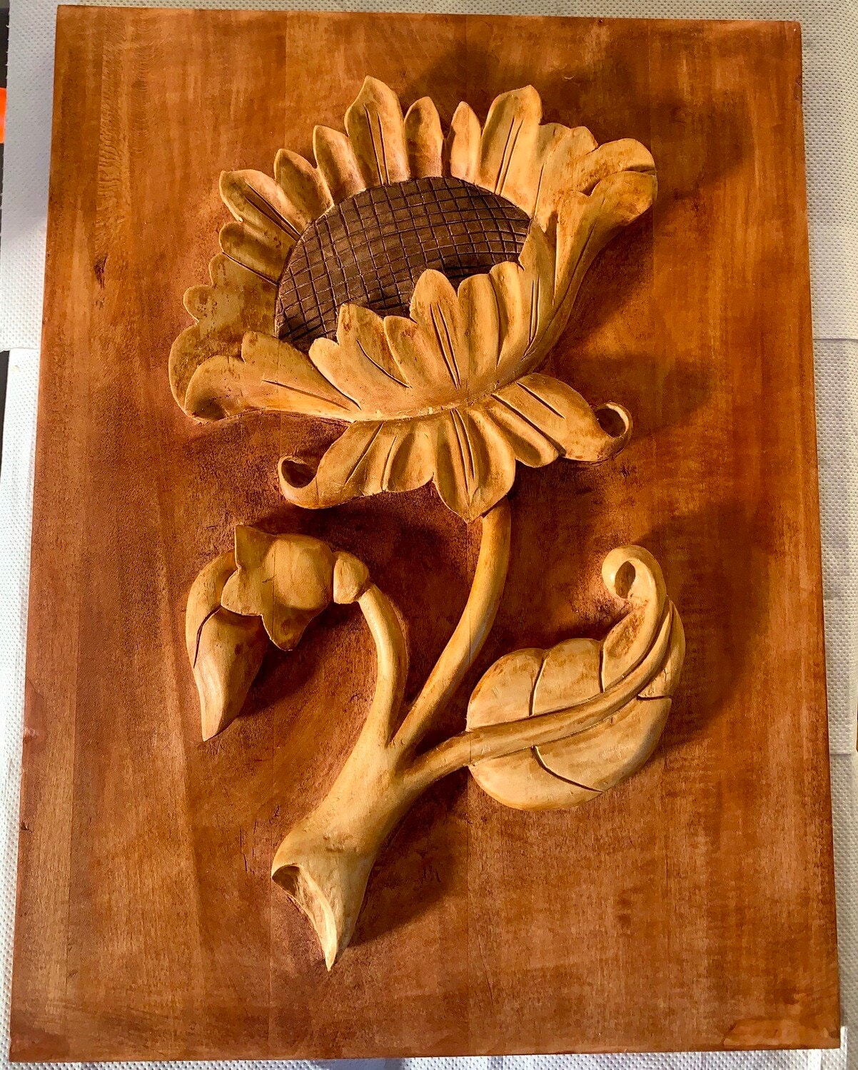 Wood Carving With Sunflower Design - Etsy