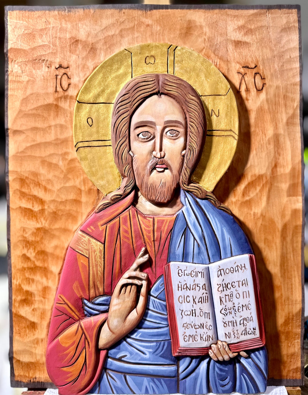 Wood-carved Icon of Christ - Etsy