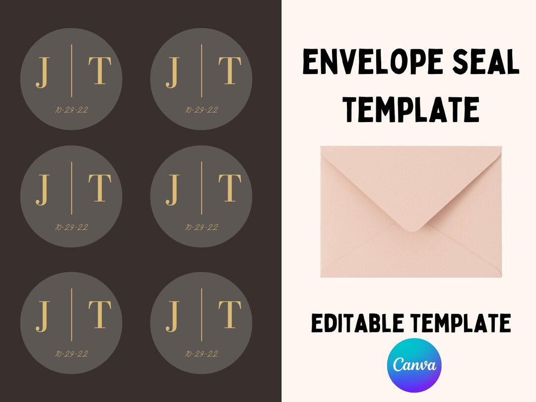 Monogram Letter Seal With Date - Wedding Envelope Stickers - Wedding ...