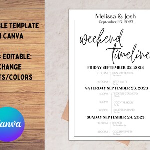 Elegant Wedding Weekend Timeline - Wedding Itinerary - Wedding Schedule ...