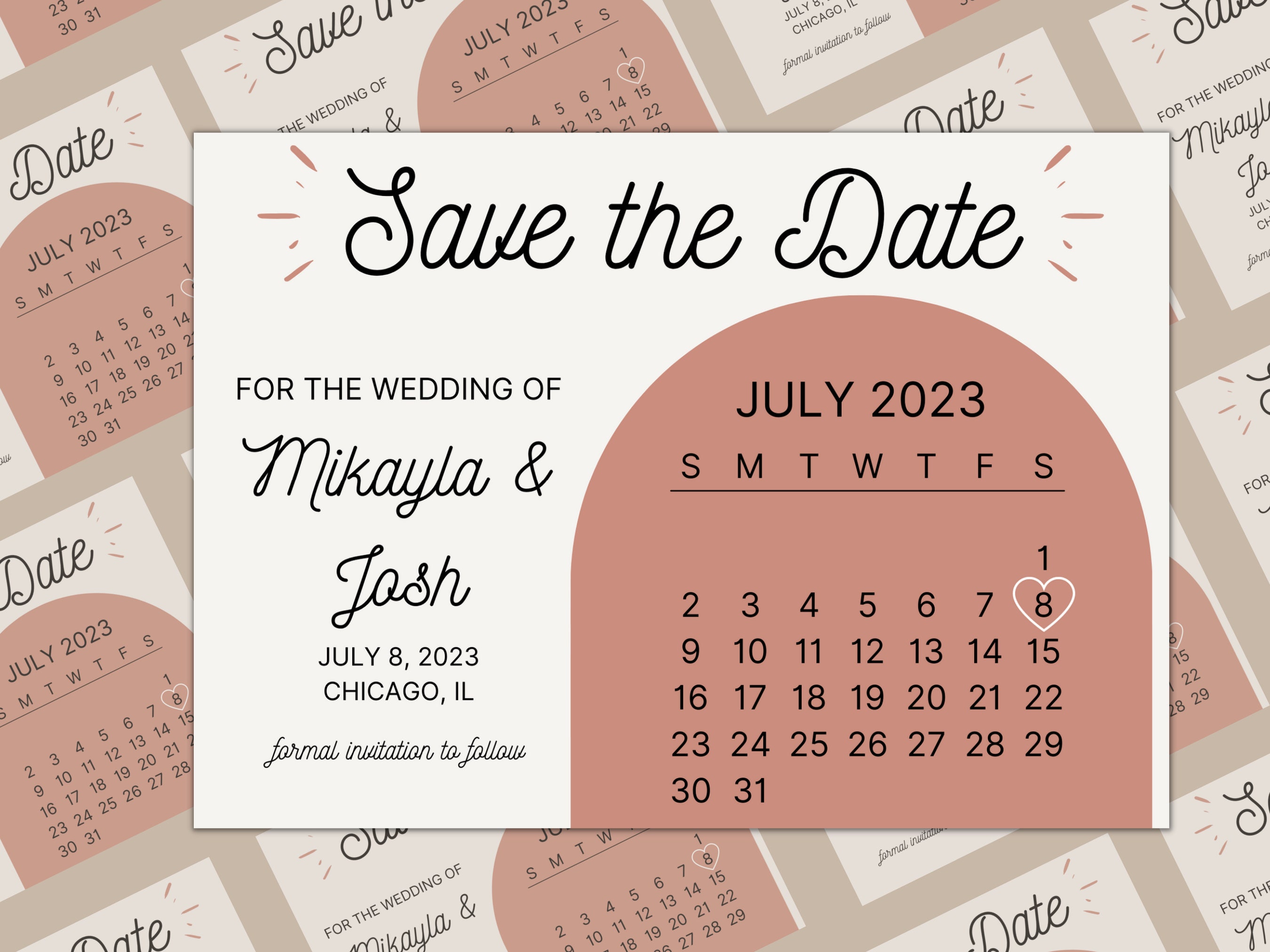Boho Save the Date With Photo - Save the Date Cards - Retro Save the ...