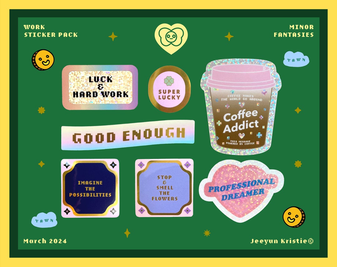 Cute Work Themed Sticker Set ⎜ Motivational Sticker Pack Gift for ...