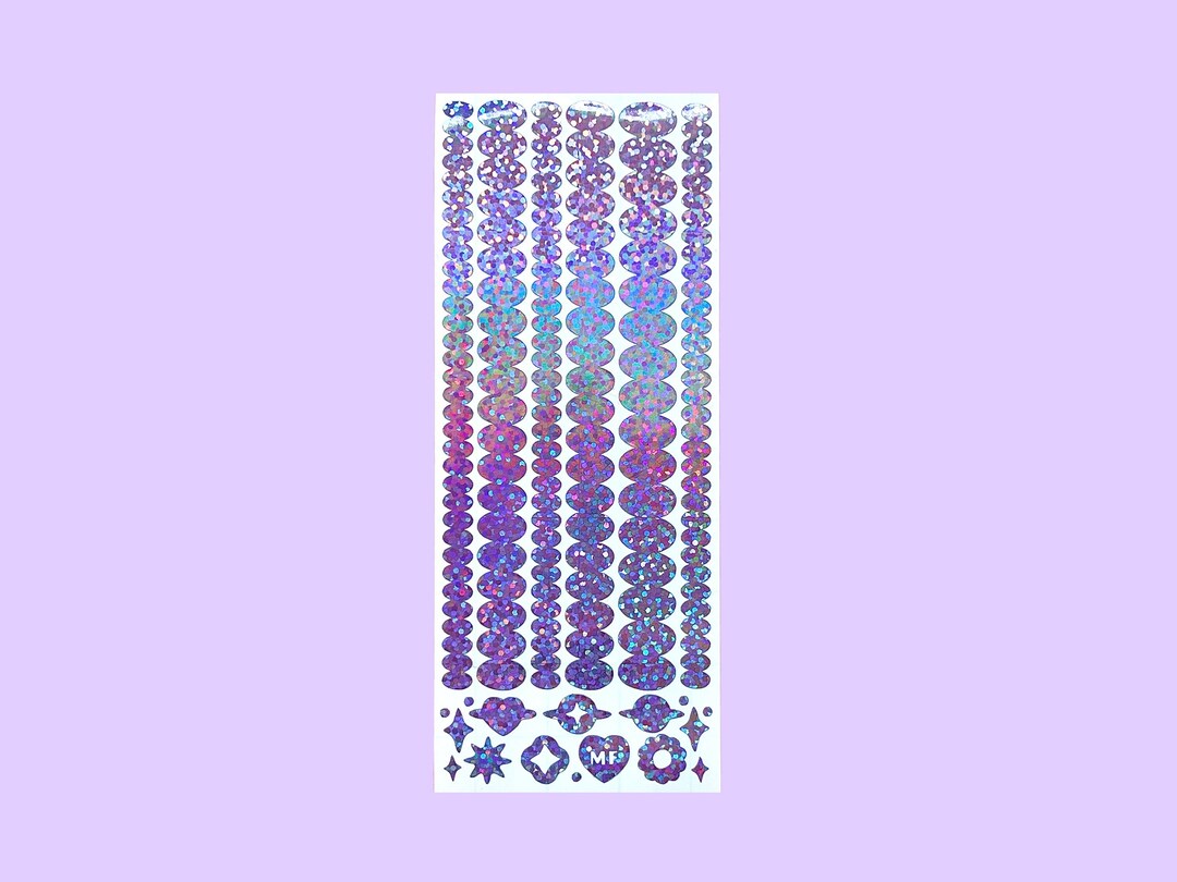 Rounded Lines / Borders Deco Sticker Sheet in Purple Holographic ...