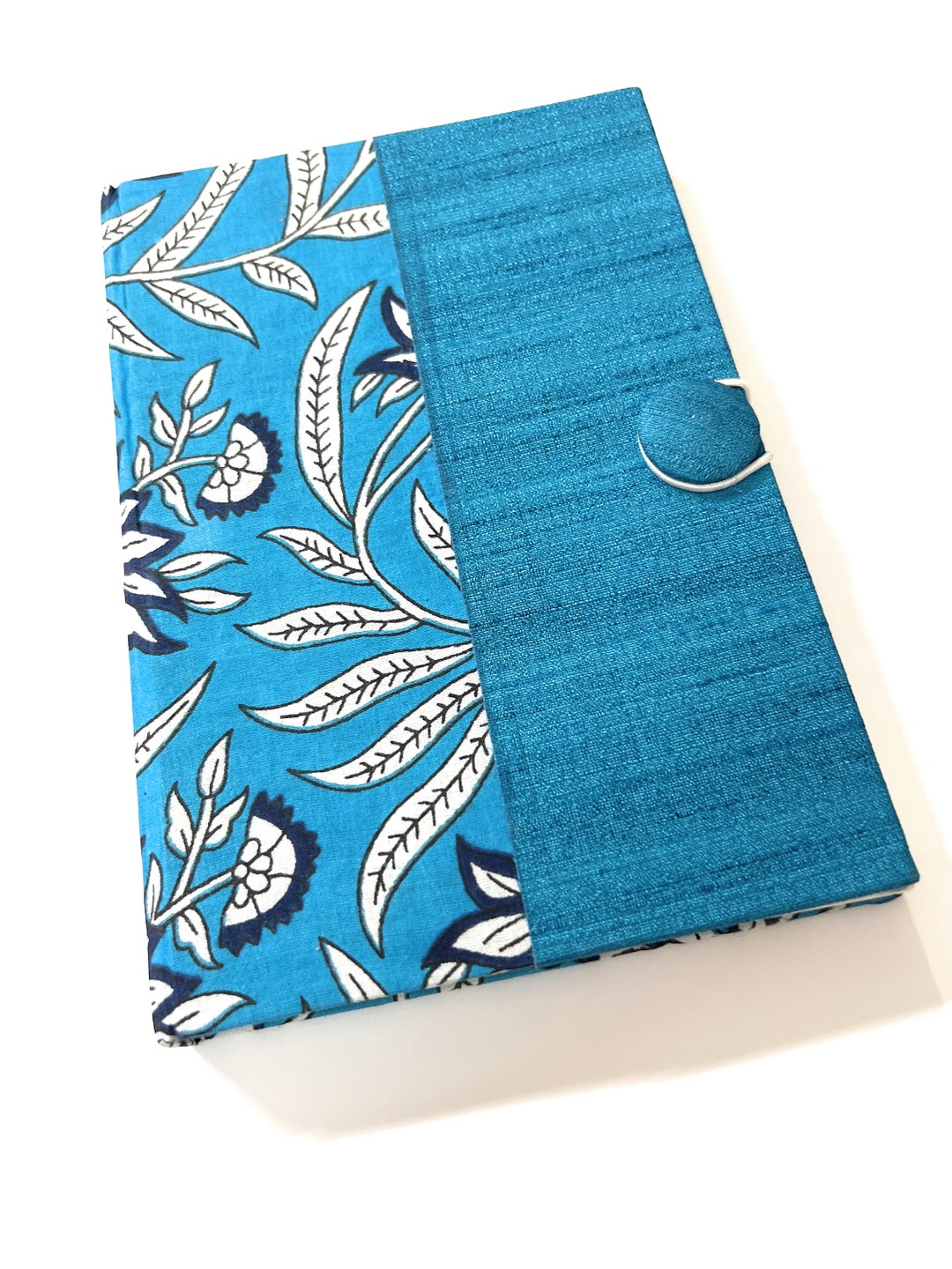 Block Print Flowers on Blue Backgroundeco Friendly Diary - Etsy