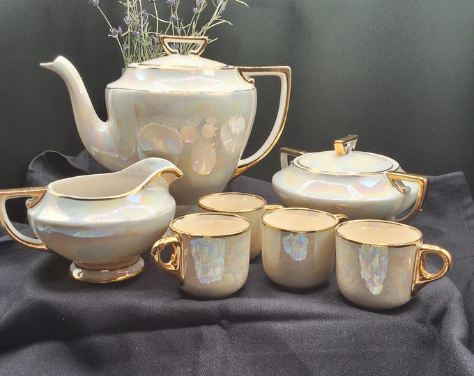 Vintage Godinger and Co. Iridescent Pearl Luster Tea or Coffee Set - Etsy
