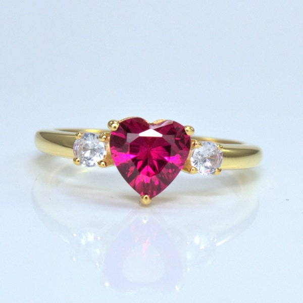 Ruby Heart Ring - Etsy