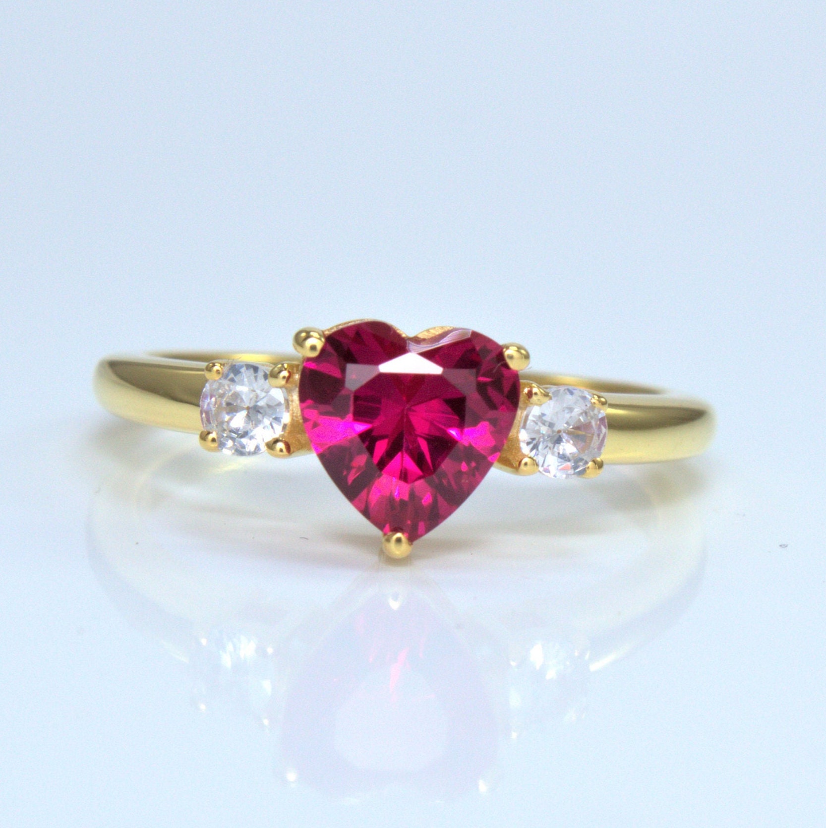 7MM Ruby Heart Promises Ring, Unique Engagement Rings for Women - Etsy