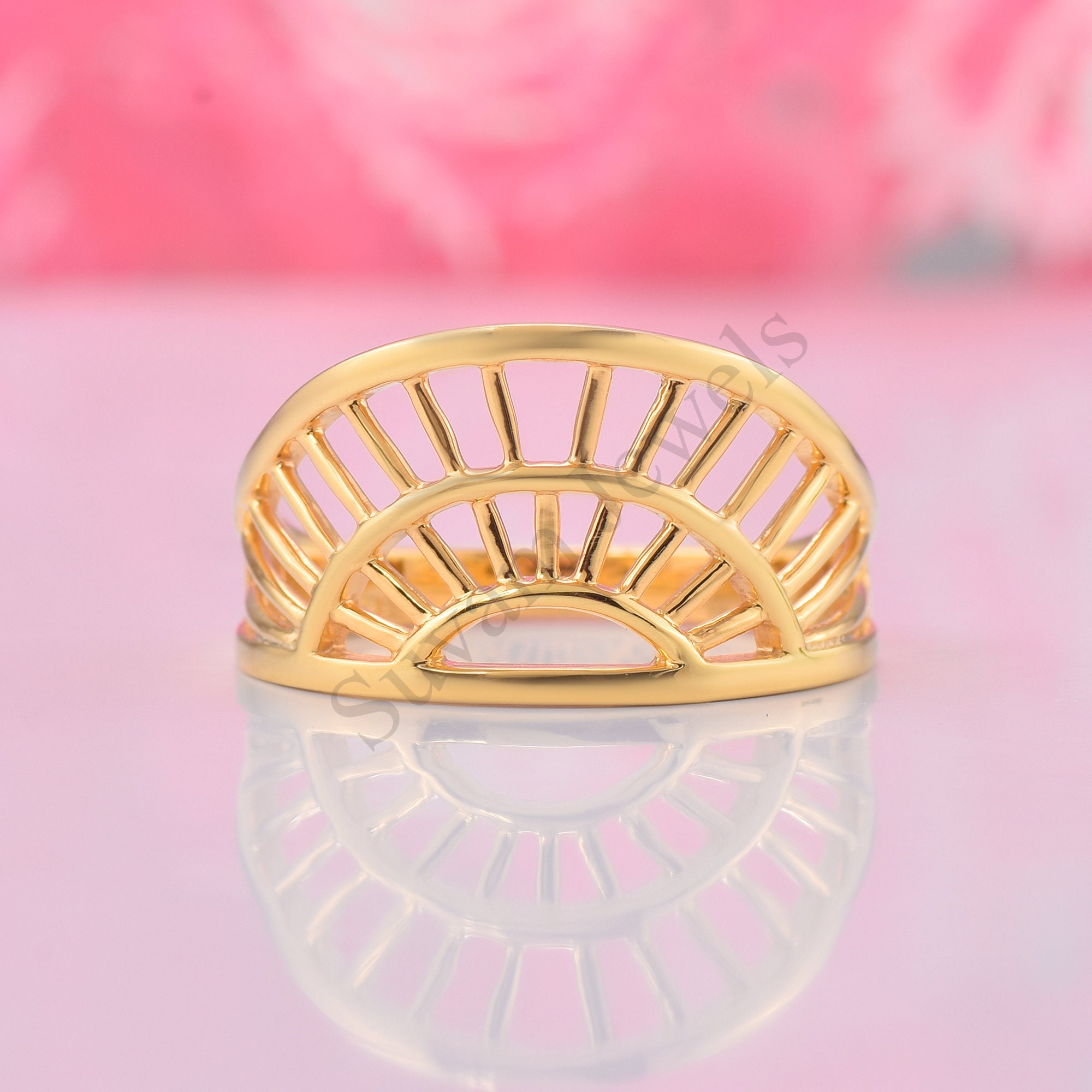 Sun Ring Sunrise or Sunset Sterling Silver Ring Half Moon Ring - Etsy