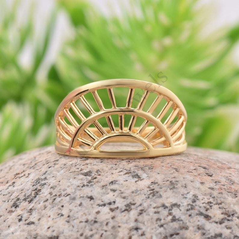 Sun Ring Sunrise or Sunset Sterling Silver Ring Half Moon Ring - Etsy