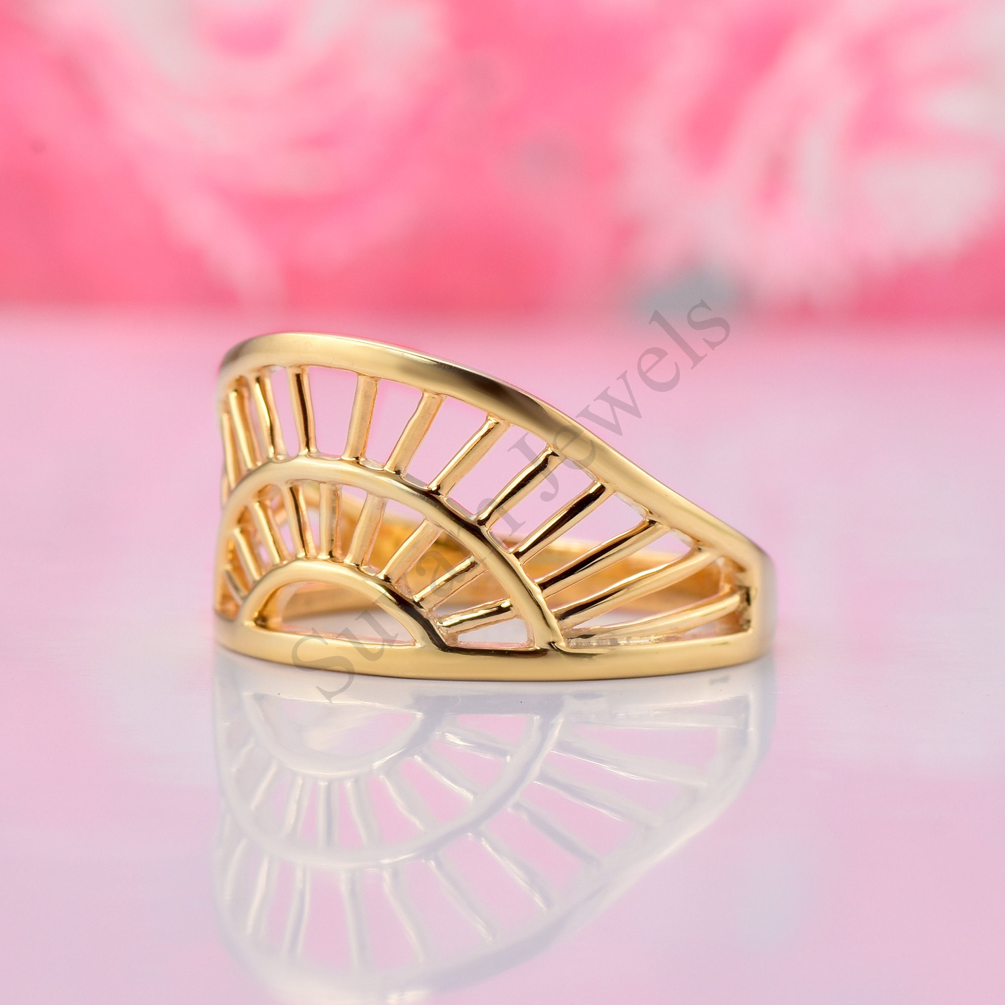 Sun Ring Sunrise or Sunset Sterling Silver Ring Half Moon Ring - Etsy