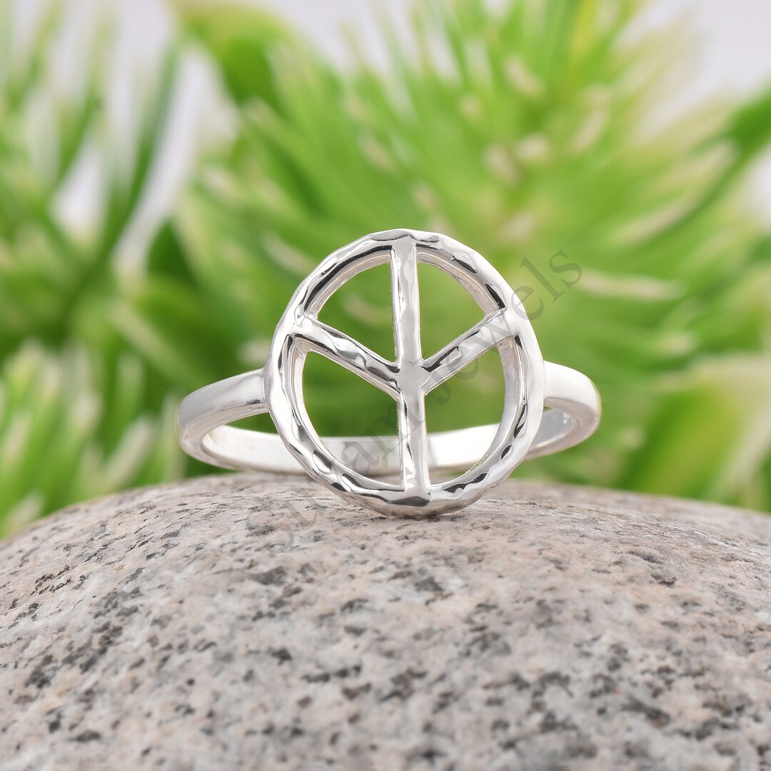 925 Sterling Silver Peace Ring - Etsy