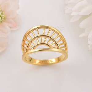 Sun Ring Sunrise or Sunset Sterling Silver Ring Half Moon Ring Silver ...