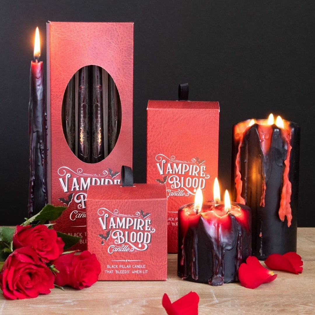 Large Vampire Blood Pillar Candle Gothic Black & Red Bleeding Candle - Etsy