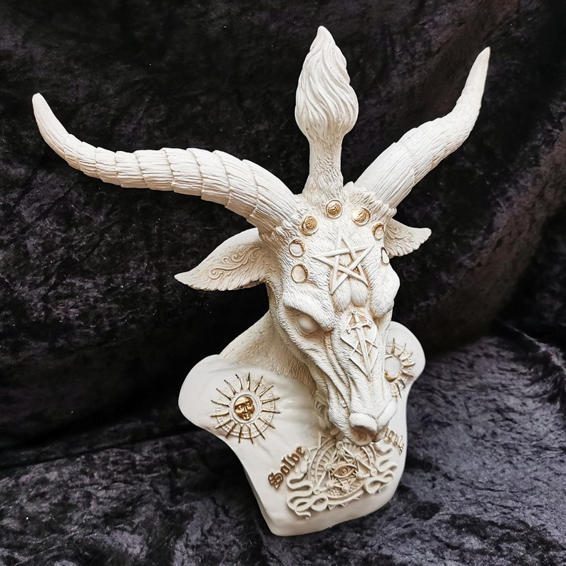 Baphomet Bust White & Gold Dark Lord Pentagram Satanic - Etsy