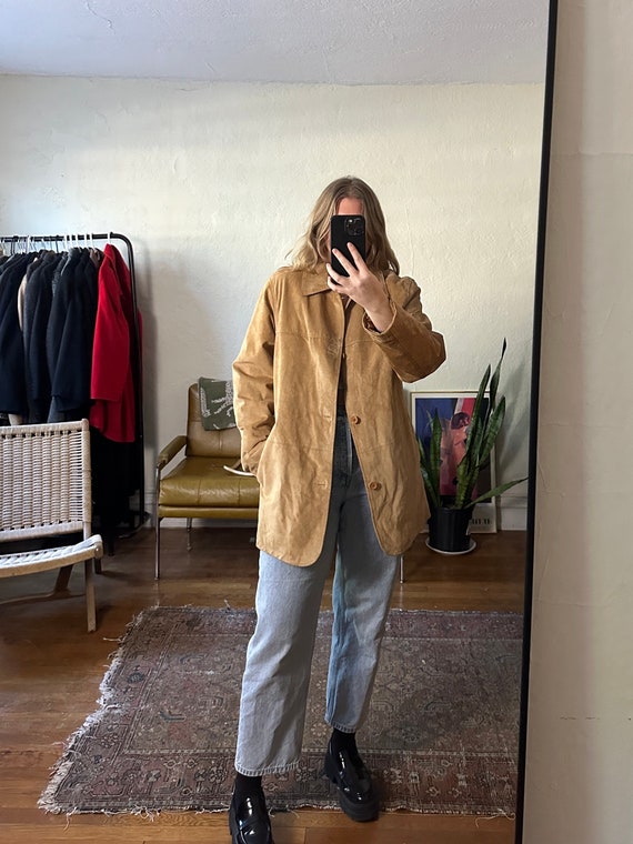Vintage suede coat, light brown suede jacket, tan sue… - Gem