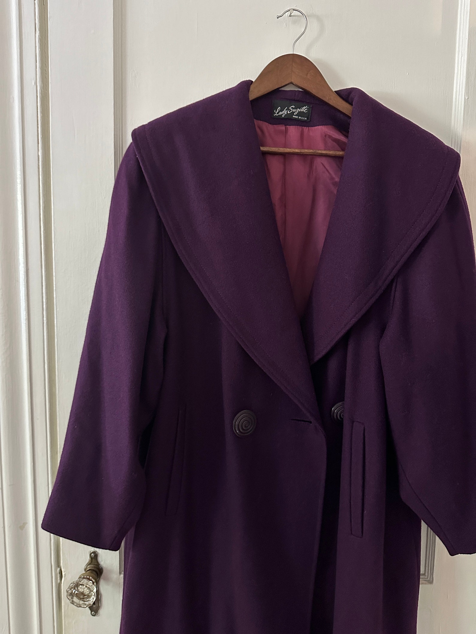 Vintage Wool Coat, Purple Wool Coat, Oversized Purple Coat, Overcoat ...