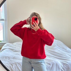 Vintage Red Oversized Sweatshirt, Bright Red Sweatshirt, Oversized 90s ...