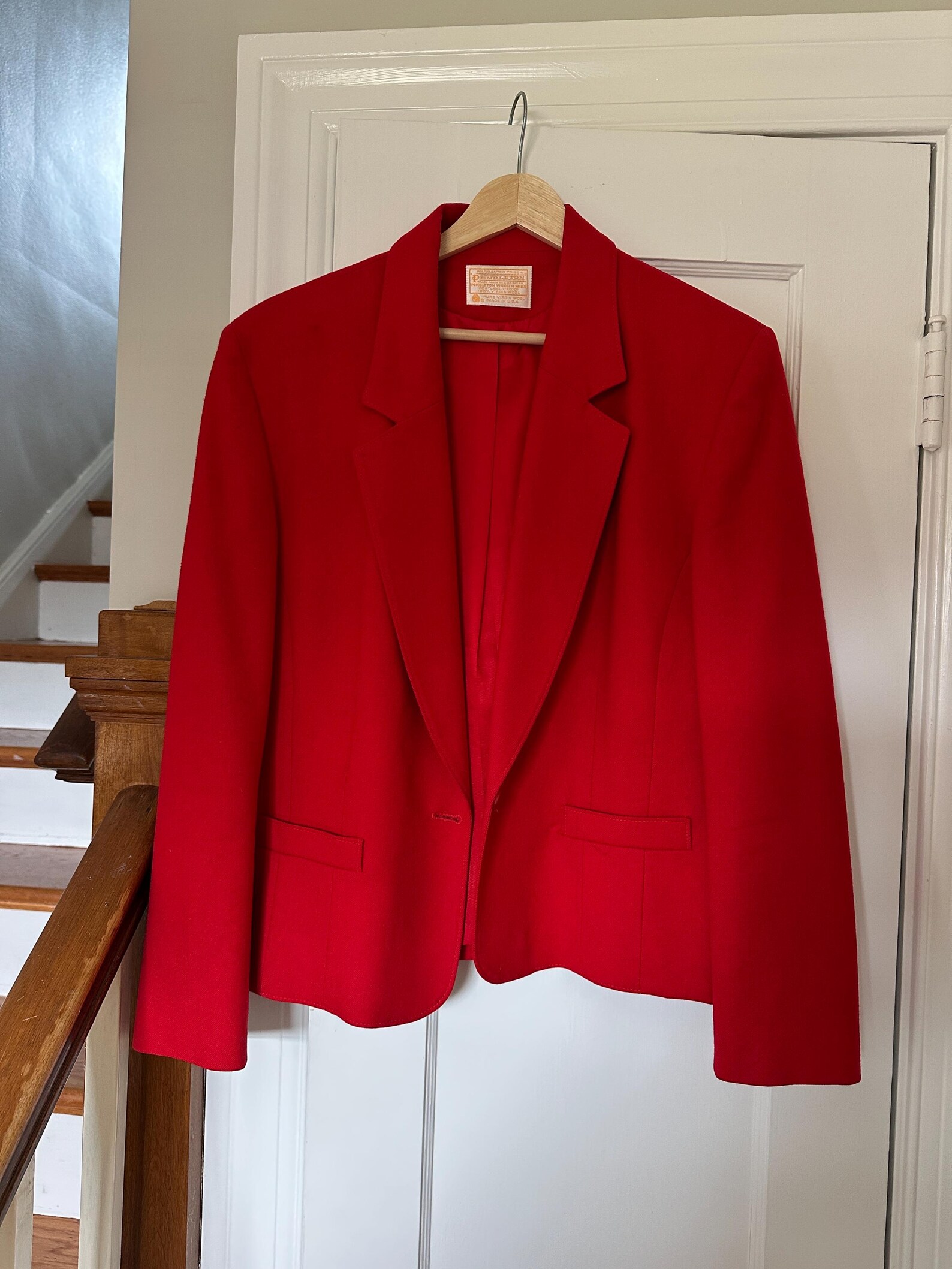 Vintage Pendleton Red Wool Blazer Jacket: Cropped Style - Etsy