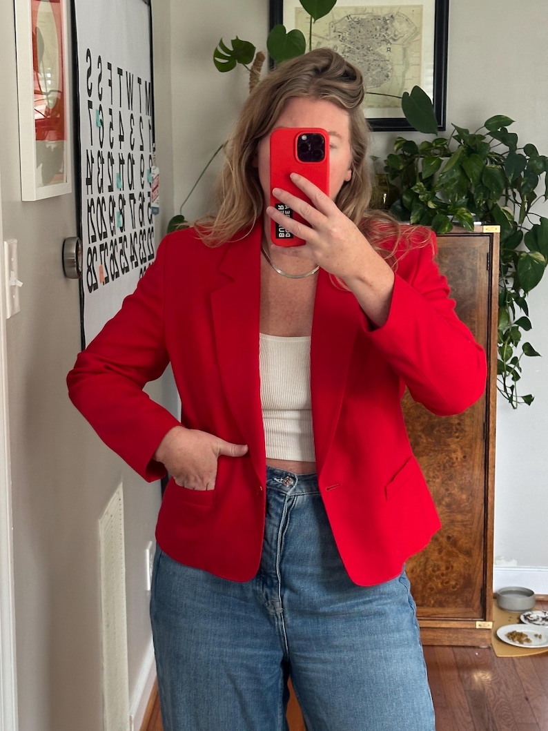 Vintage Pendleton Red Wool Blazer Jacket: Cropped Style - Etsy
