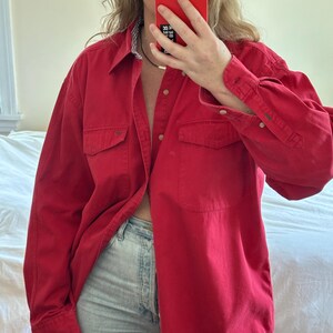 Vintage Oversized Red Button Down, Oversized Red Shirt, Boyfriend Shirt ...
