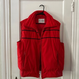 Vintage Red Puffer Vest, Vintage Red Snow Vest, Bright Red Warm Winter ...