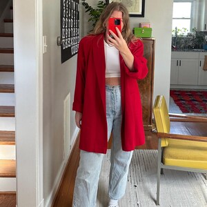 Vintage Red Wool Short Coat, Oversized Red Wool Coat, Red Overcoat, Red ...
