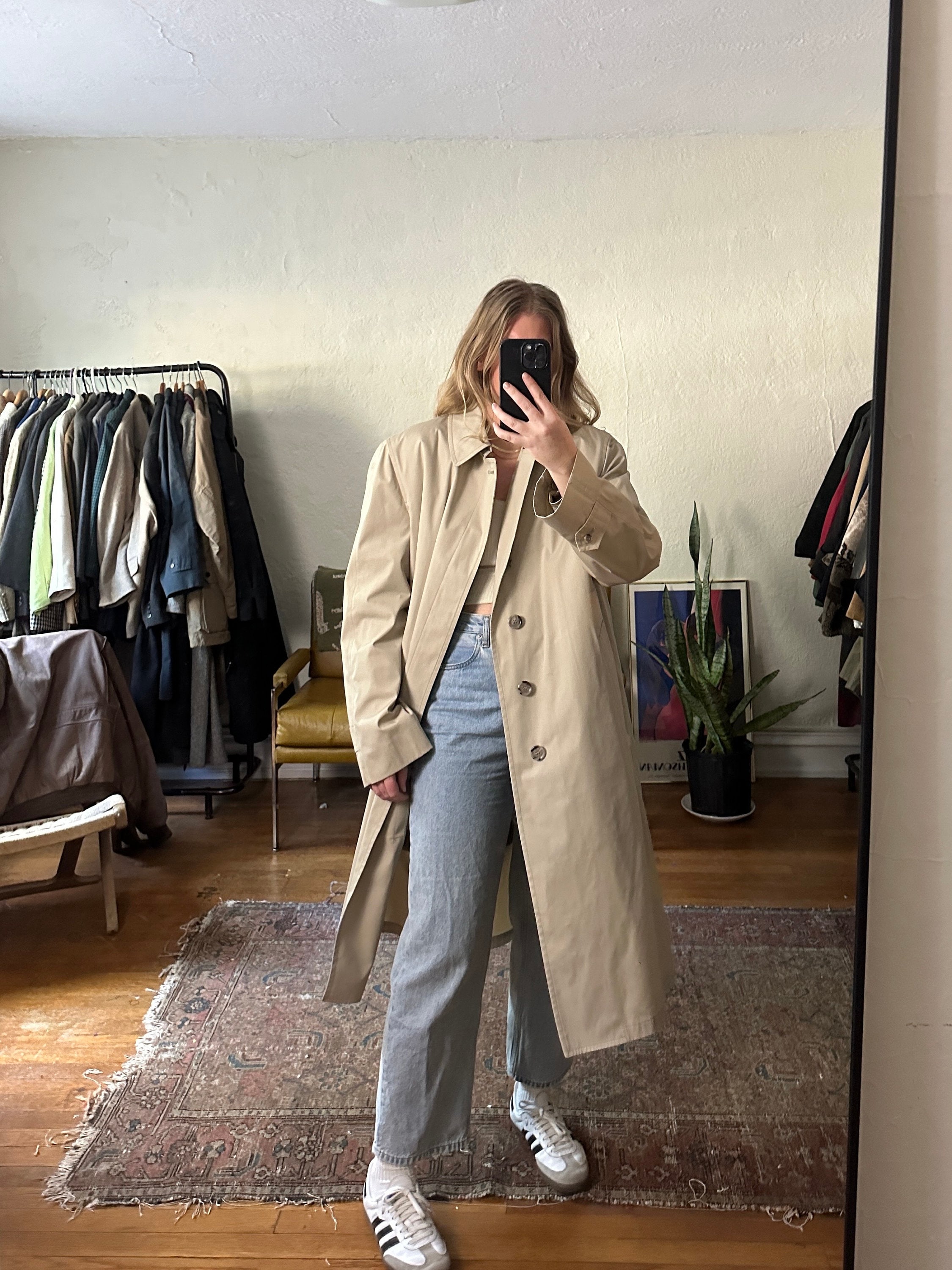 Vintage Classic Beige Trench Coat, Beige Straight Trench, Oversized Tan ...
