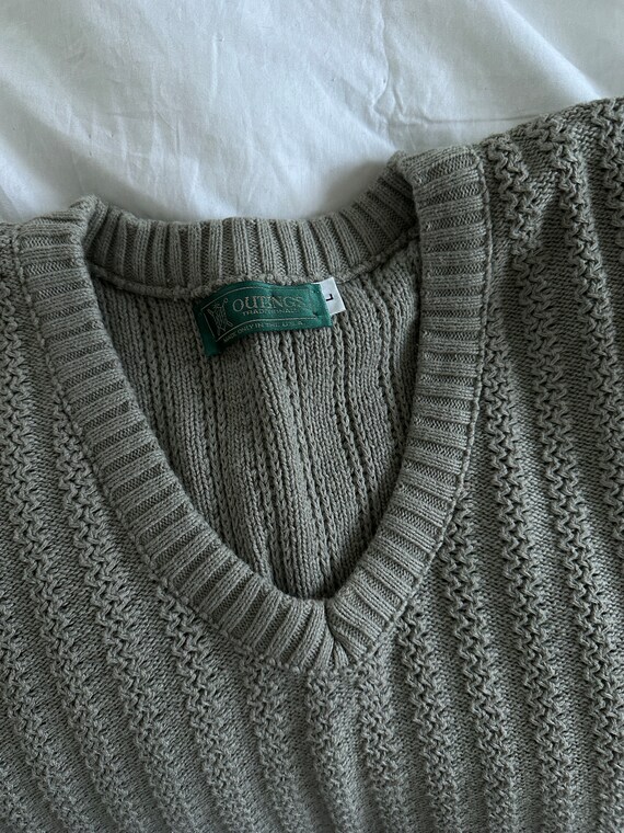 Vintage Greige Sweater vest, beige knit vest, Oversiz… - Gem