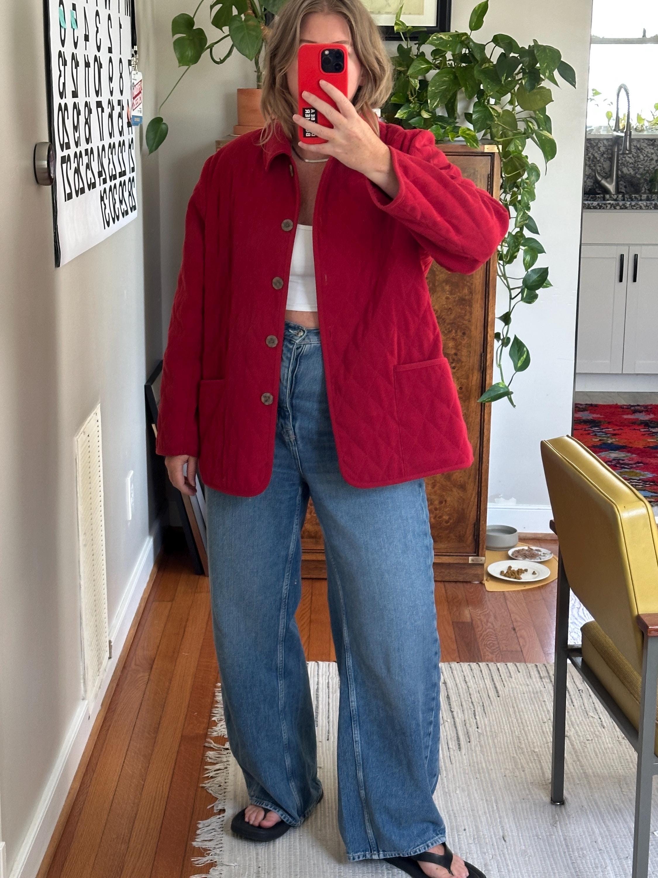 Vintage Red Quilted Oversized Jacket: Lightweight Barn Coat - Etsy