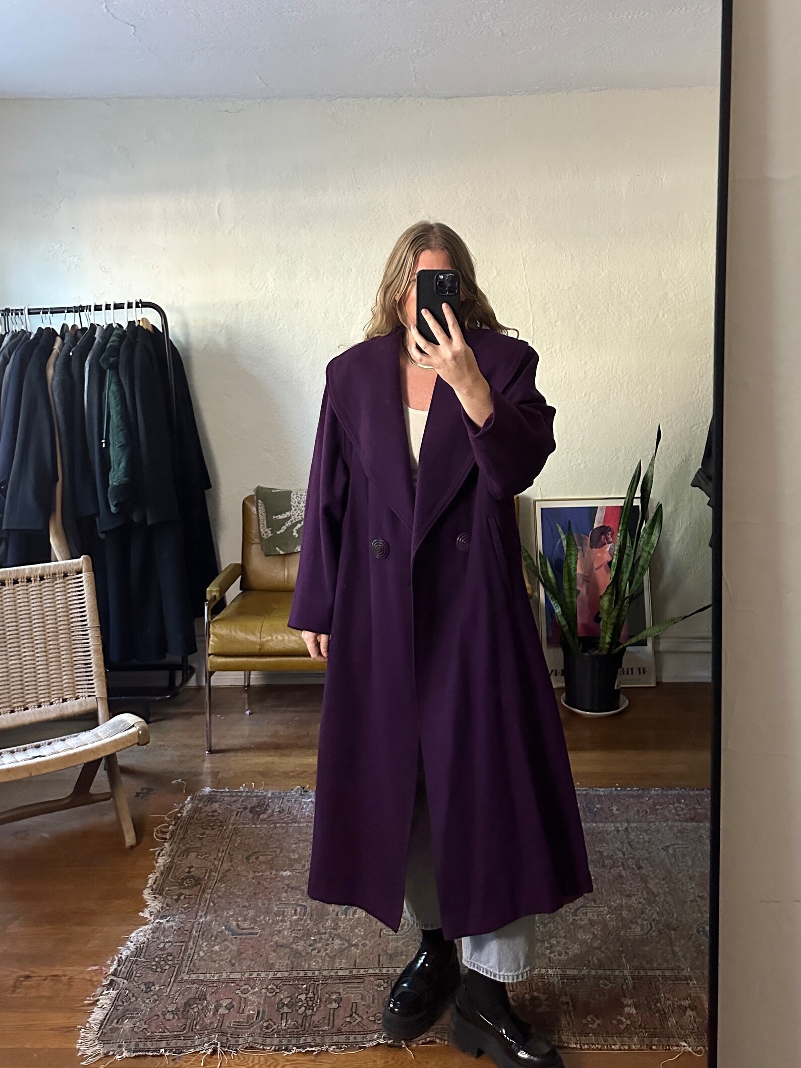 Vintage Wool Coat, Purple Wool Coat, Oversized Purple Coat, Overcoat ...