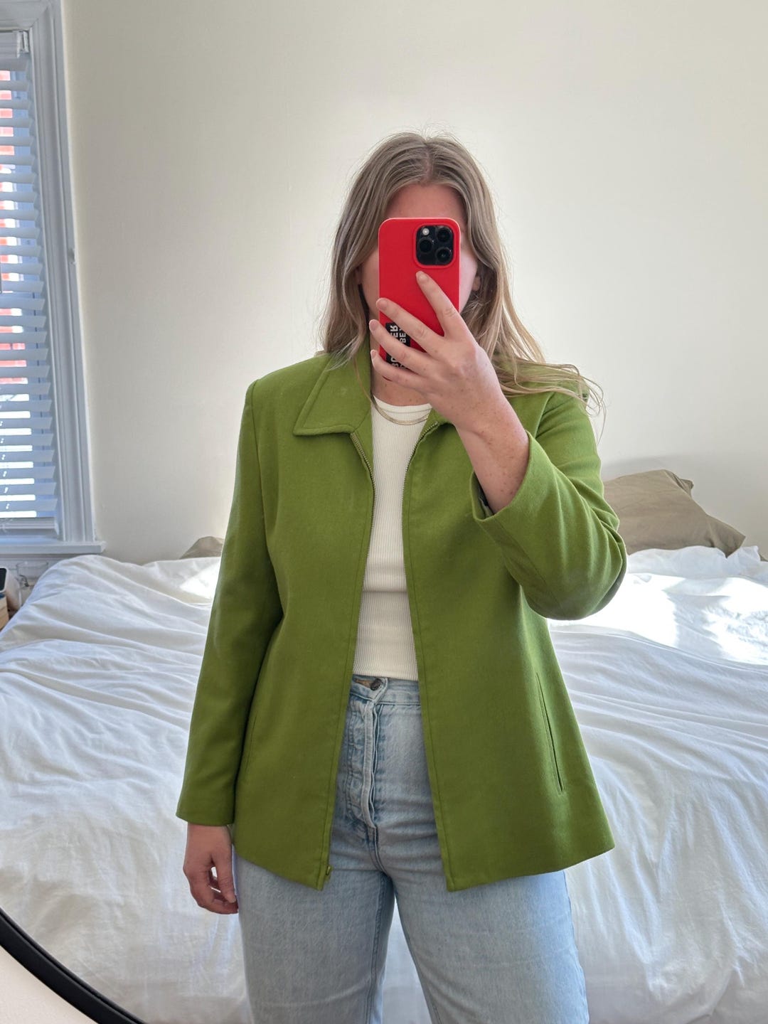 Vintage Green Short Jacket, Green Wool Jacket, Classic Jacket - Etsy