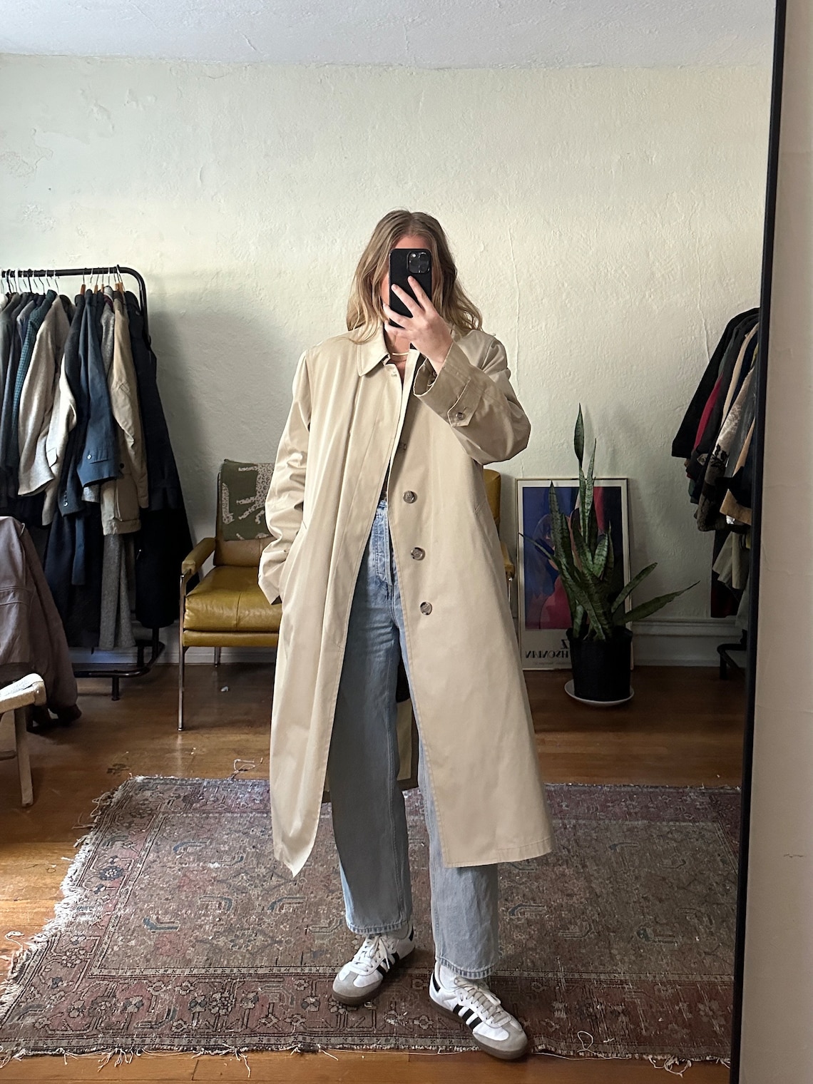 Vintage Classic Beige Trench Coat, Beige Straight Trench, Oversized Tan ...
