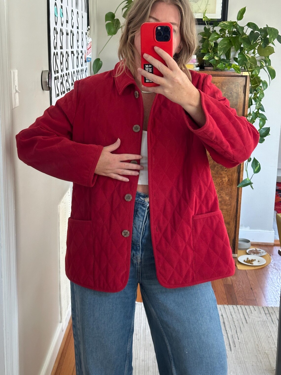 Vintage Red Quilted Oversized Jacket: Lightweight Barn Coat - Etsy