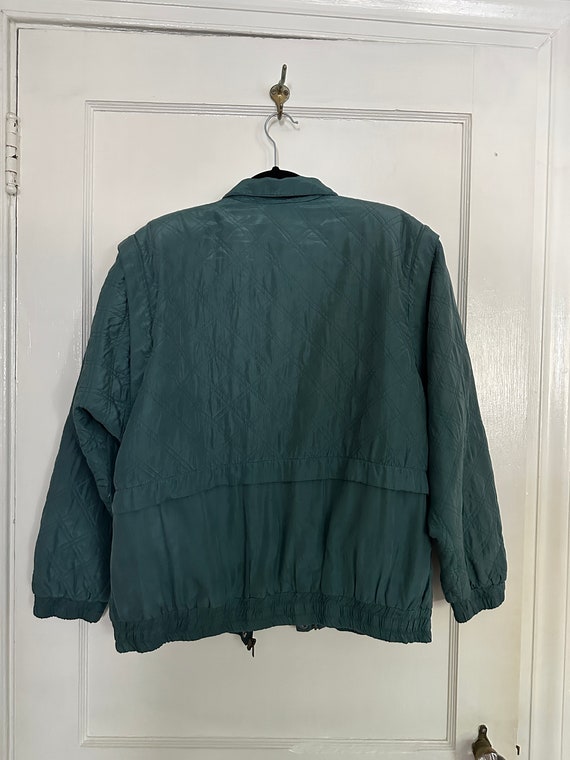 Vintage sage green quilted jacket, green silk jacket,… - Gem