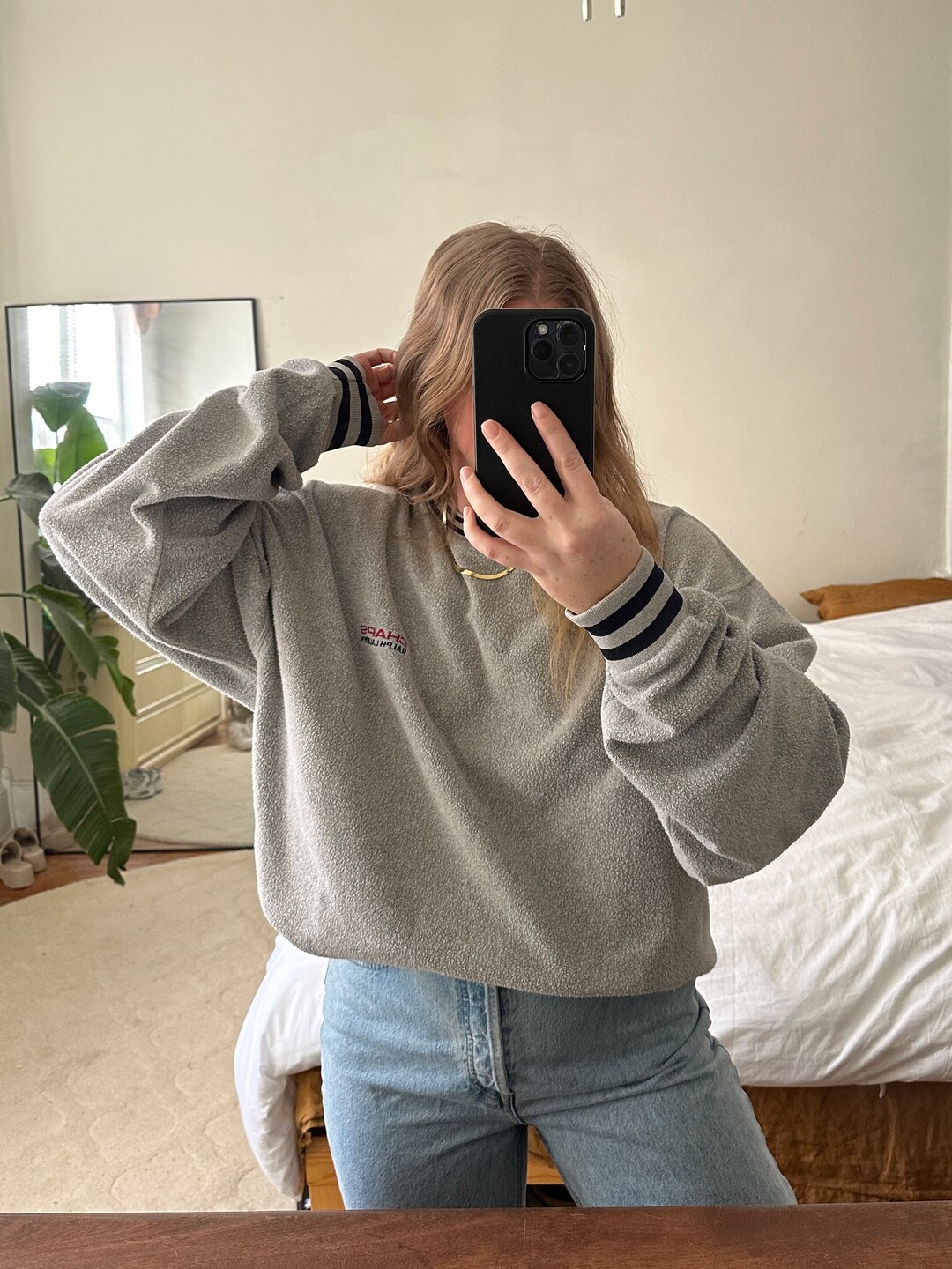 Vintage Gray Chaps Sweatshirt, 90s Gray Sweatshirt, Oversized Grey ...