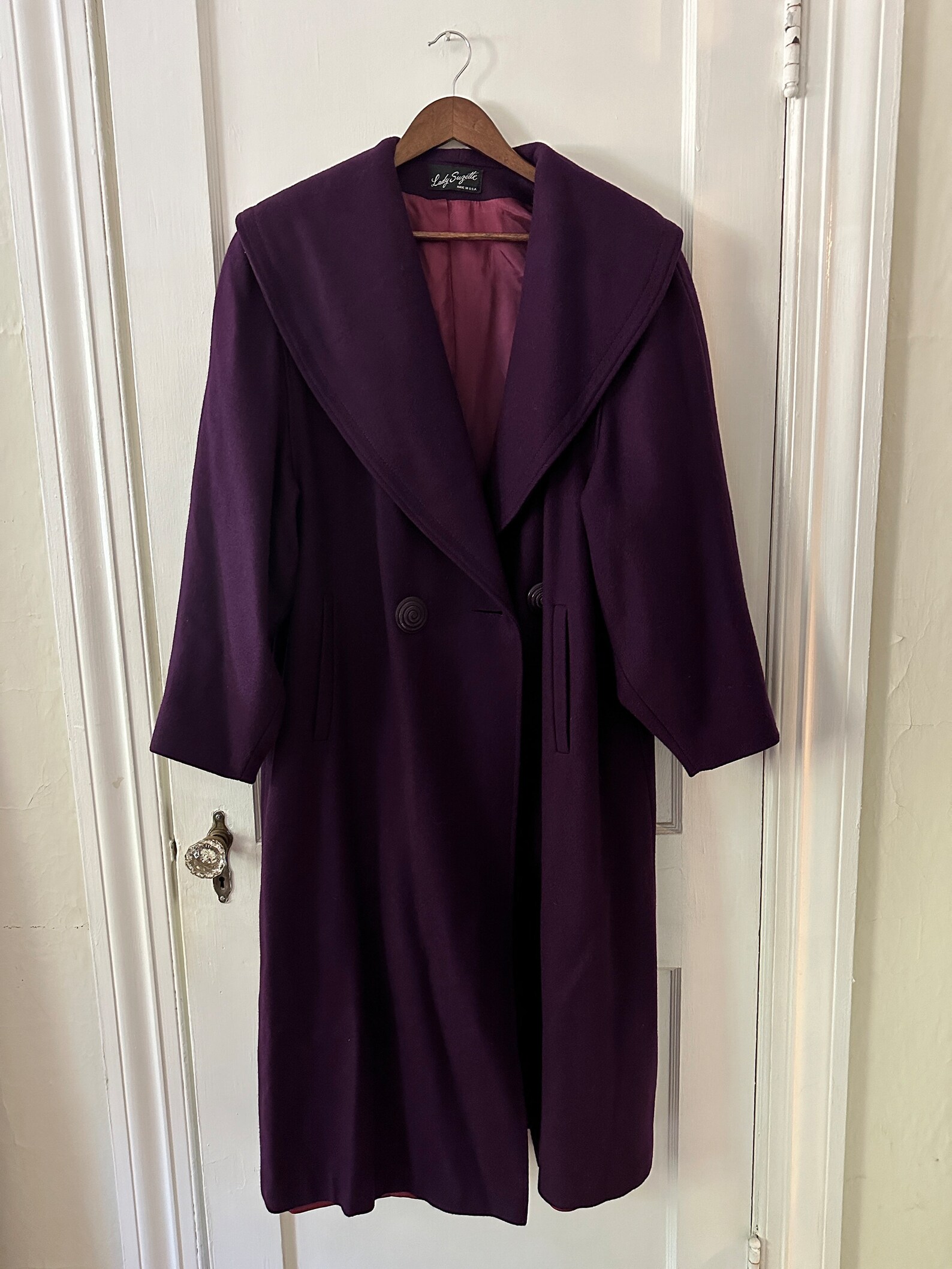 Vintage Wool Coat, Purple Wool Coat, Oversized Purple Coat, Overcoat ...