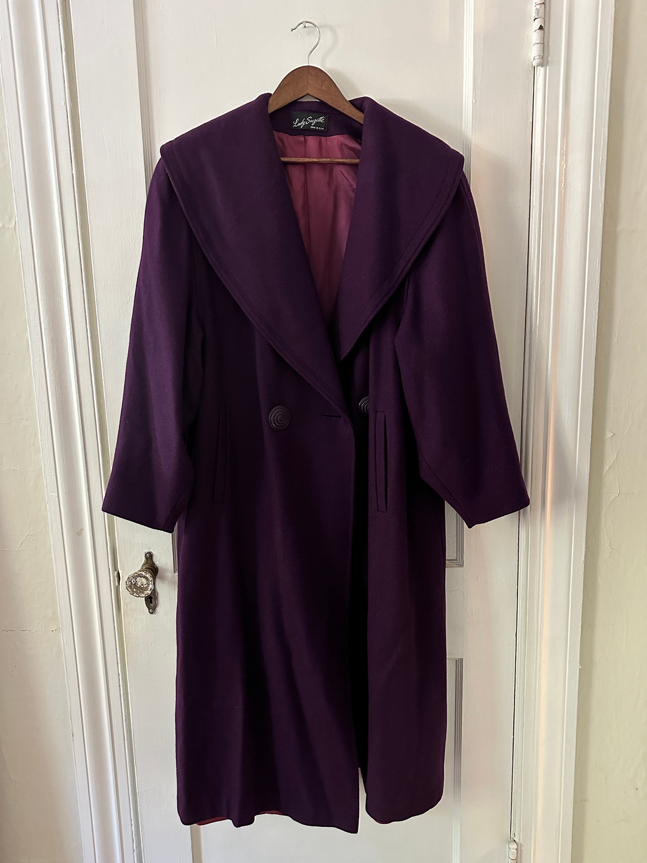 Vintage Wool Coat, Purple Wool Coat, Oversized Purple Coat, Overcoat ...