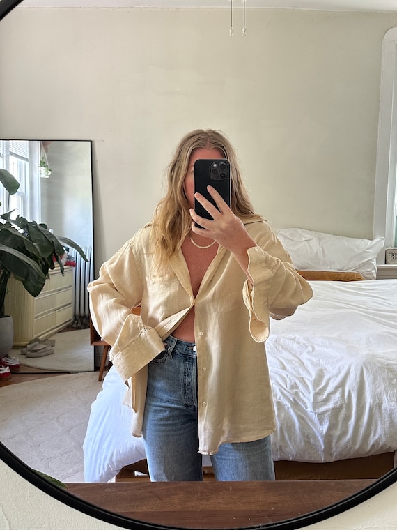 Oversized linen button - Gem