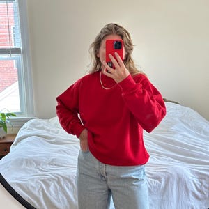 Vintage Red Oversized Sweatshirt, Bright Red Sweatshirt, Oversized 90s ...